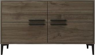 Hanah Home Stylish Walnut TV Stand, 120 cm x 75 cm x 30 cm | 100% Melamine Coated Particle Board, 18 mm Thick, PVC Legs | Modern Design for Living Room & Enterta