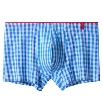 Generic Boxer pour homme, noir, r&eacute;tro, stretch, sous-v&ecirc;tements uni, boxers + culottes &agrave; motifs &agrave; carreaux, bleu ciel, XXL taille courte