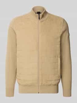 Bugatti Strickjacke mit Stehkragen und Steppn&auml;hten
