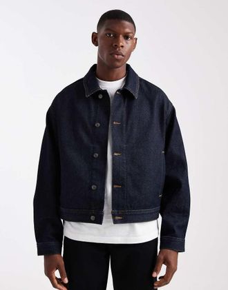 HUGO BOSS HUGO Red - Elegante Jacke aus schwerem Denim in dunkler Waschung-Marineblau