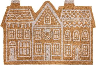 Beliani Paillasson de Bienvenue en Fibre de Coco 60 x 90 cm Motif Maison en Pain dÉpices de Noël Antidérapant Naturel Muhikap