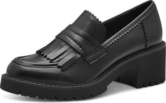 Marco Tozzi Damen Loafer mit Absatz Vegan mit Blockabsatz, Schwarz (Black), 40 EU