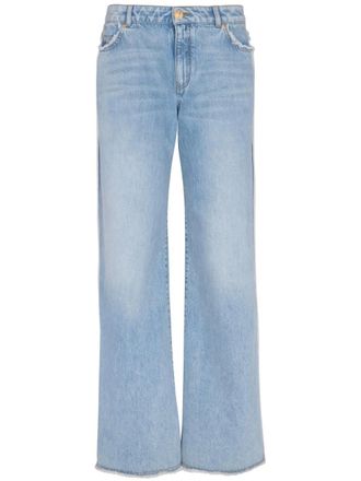 Balmain Ausgefranste Straight-Leg-Jeans - Blau