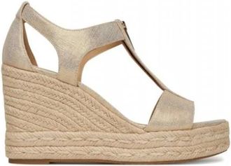 Michael Kors Femme, Chaussures, Jaune, Taille: 36 EU Berkley Metallic Linen Wedge Sandal