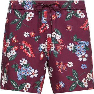 Moncler Moncler Floral Print Swim Shorts, Men, Red, Size: Xxl