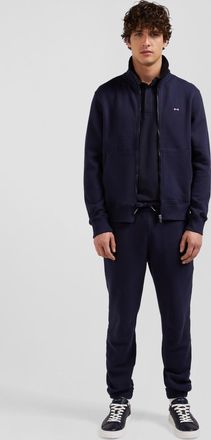 Eden Park Sweatshirt Zipp&eacute; &Agrave; Col Montant En Molleton Coton Uni Bleu Marine Coupe Regular