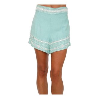 Twinset Femme, Shorts, Bleu, Taille: 36 FR Shorts en lin couleur aigue-marine