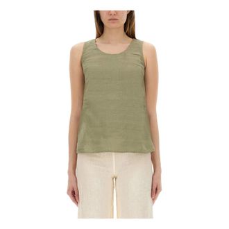 120% Lino Sleeveless Top - - Tops - Damen - Gr&uuml;n - S