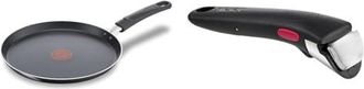 T-fal Day By Day On Poêle à crêpe 25 cm, Non induction, Revêtement antiadhésif & Ingenio Poignée amovible noire, Empilable, Verrouillage sécurité 3 points
