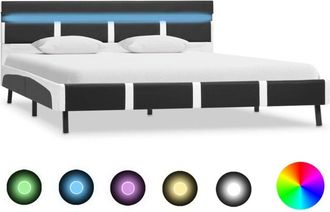 vidaXL Bettgestell mit led Grau Kunstleder 120&times;200 cm Vidaxl