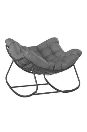 ambia GARDEN Schaukelstuhl, Dunkelgrau, Metall, Textil, F&uuml;llung: Polyester, 97x85x120 cm, Schaukelfunktion, Wohnzimmer, Sessel, Schaukelst&uuml;hle