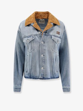Miu Miu Denim Jacket with suede detail - MIU MIU - gender_Woman