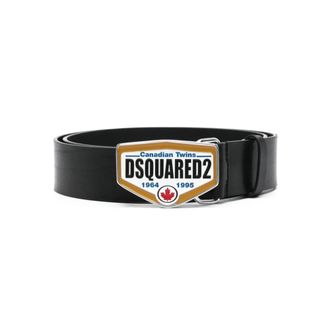 Dsquared2 Leather Twins G&uuml;rtel - - Accessories - Herren - Schwarzk - 90 CM