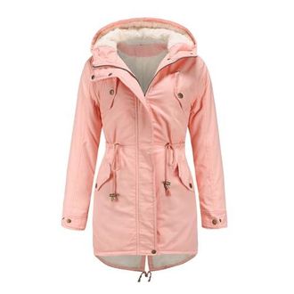 Generic Parka dhiver pour femme avec capuche - Isolation thermique - Rembourrée - Coupe-vent - Coupe ample - Doublure moelleuse - Taille S à 5XL, rose, 5XL
