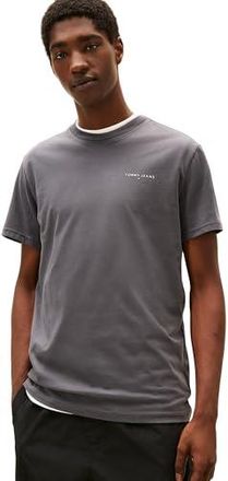 Tommy Jeans TJM Slim Linear Chest Tee Ext Dm0Dm21780 T-Shirt S/S, Grey (Washed Black), 4XL Grande Taille Homme