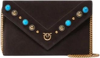 Pinko Pinko, Femme, Sacs, Brun, Taille: ONE Size Petite pochette enveloppe en daim