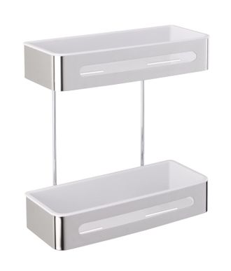 WENKO Wandregal 2 Etagen Premium Plus - Wandablage, Badregal, Edelstahl rostfrei, 31 x 31 x 15 cm, Gl&auml;nzend