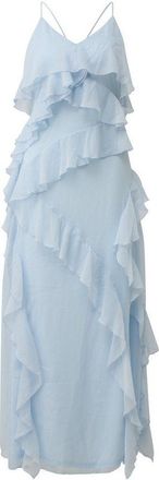 QS by s.Oliver Maxikleid Kleid Langes Chiffonkleid mit Volants