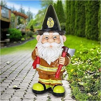 Generic Lustige Harz Karriere Ornament Dekoration Feuerwehrharz Gnom Statue Wasserfreie Outdoor -Statue for Patio Lawn Yard