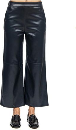 Max Mara Femme, Pantalons, Bleu, Taille: 36 FR Pantalon en tissu enduit jambe droite