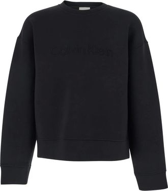 Calvin Klein Homme, Sweatshirts et sweats &agrave; capuche, Noir, Taille: XS SweaT-shirt d&eacute;contract&eacute; avec logo en relief