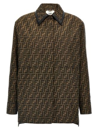Fendi Womens Brown Polyester Leather Jacket Clothing