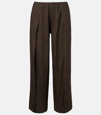Proenza Schouler Pantalon ample Calla en lin m&eacute;lang&eacute;