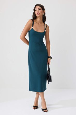 Trendyol Einfarbiges Maxikleid, &auml;rmellos, figurbetont - Gr&uuml;n