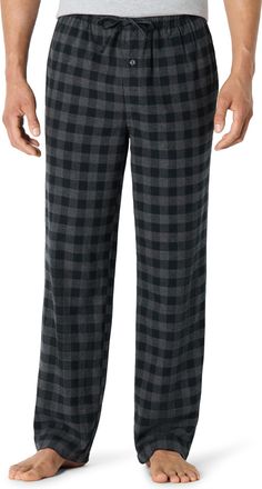 Amazon Essentials Herren Atmungsaktive Flanell-Pyjamahose (Erhältlich In Groß Und Schwer), Grau Schwarz Buffalokaros, XXL