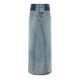 Maison Margiela Lange Jeansrock in Two-Tone-Optik - - Skirts - Damen - Blau - S
