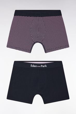 Eden Park Lot De Deux Boxers En Jersey De Coton Stretch Uni Et Rose Imprim&eacute;