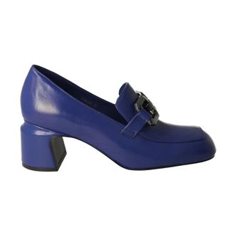 Jeannot Femme, Chaussures, Bleu, Taille: 36 EU Mocassin femme en cuir bleu avec détail chaîne