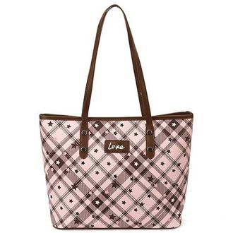 Generic Sac &agrave; main en cuir synth&eacute;tique &agrave; carreaux pour femme, grande poign&eacute;e sur le dessus, pour le travail, le shopping, les voyages, luniversit&eacute;, rose, 16.1