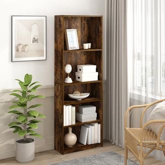 Furinno Jaya B&uuml;cherregal 2er-Set, 5-stufiges B&uuml;cherregal, mit verstellbarem Einlegeboden, 24.13 x 62.23 x 180.34 cm, f&uuml;r Homeoffice, Wohnzimmer, Bernstein-Kie