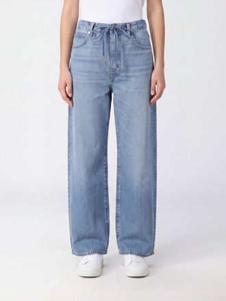 Frame Denim Jean baggy The Off Duty en denim de coton avec cordon de serrage &agrave; la taille