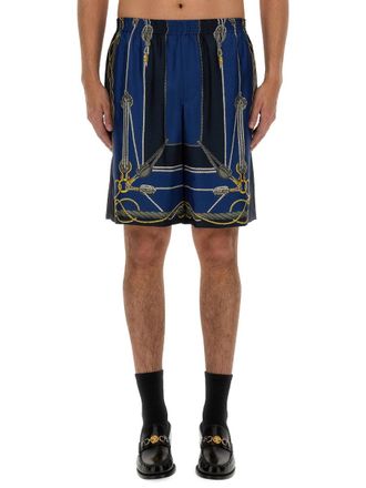 Versace 100% Silk Twill Bermuda Shorts - Multicolor