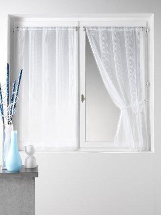 HOME MAISON HM69813003 Vorhang, Polyester, 60 x 160 cm, Wei&szlig;, 1 Paar