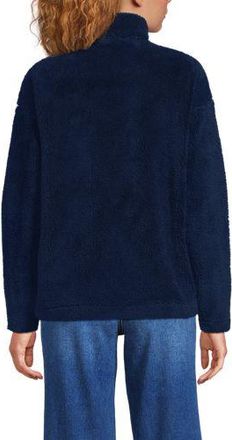 Lands End Plüschfleece-Jacke, Damen, Größe:48-50 regular, Blau, Polyester, by Lands End