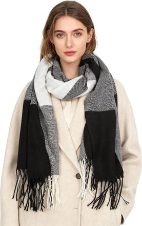 Miss Lulu Oak & Tea Damen Schals Winter Warm Tartan Schals Kaschmir Gefühl Wraps, Schal Geschenke für Frauen (Schwarz)