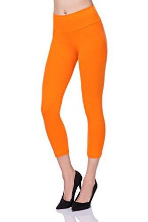FUTURO FASHION Legging Court de Sport - Taille Haute/empiècement Gainant - LWP34 - Orange - 42