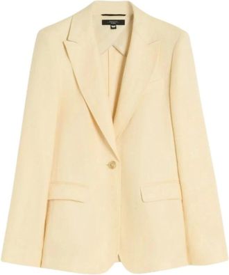 Max Mara Femme, Vestes, Jaune, Taille: 36 FR Veste Blazer en Toile de Lin