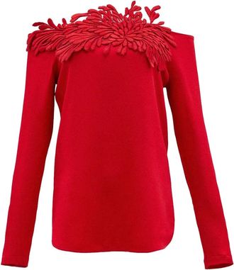 Silvia Tcherassi Bluse mit Blumenapplikation - Rot