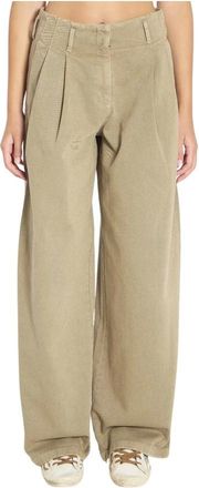 Golden Goose Femme, Pantalons, Vert, Taille: 34 FR Pantalon Large Pliss&eacute; en Velours C&ocirc;tel&eacute;