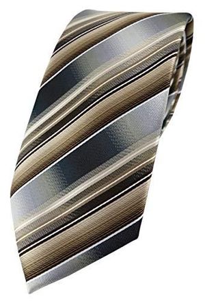 TigerTie Cravate design &agrave; rayures - Largeur de la cravate : 8 cm, marron, beige, argent, anthracite, gris, Krawattengr&ouml;&szlig;e: ca. L&auml;nge 150 cm, Breite 8 cm