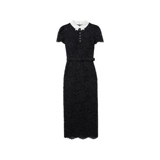 Self Portrait Black Lace Contrast-collar Midi Dress