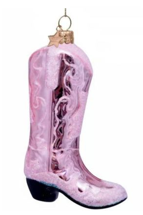 Vondels Ornament Glass Skin pink Cowboy Boot H12cm