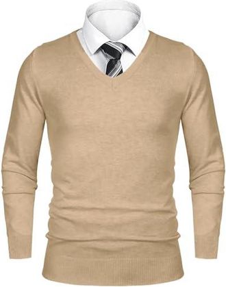 iClosam Pull Homme Col V Pulls dautomne Et dhiver Hommes Pull en Maille Pullover en Cotone Classiques
