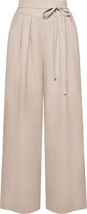 Belle Poque Damen Vintage Hose Elegant Hohe Taille Kordelzug Einfarbig Weite Hosen Hellkhaki XXL