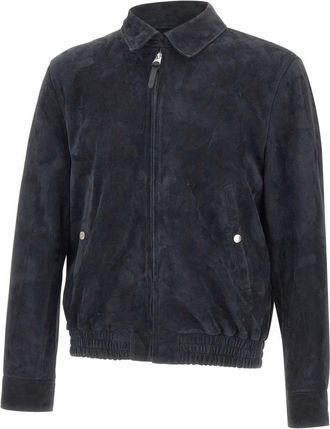 Mackage Homme, Vestes, Bleu, Taille: S Giovanni-Su Suede Bomber Jacket