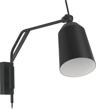 Eglo Wandlampe Loreto, Wandleuchte innen mit Schalter und Stecker, Wandleuchter mit Schwenkarm, Flurlampe aus Metall in schwarz und wei&szlig;, Lampe Wand mit E2